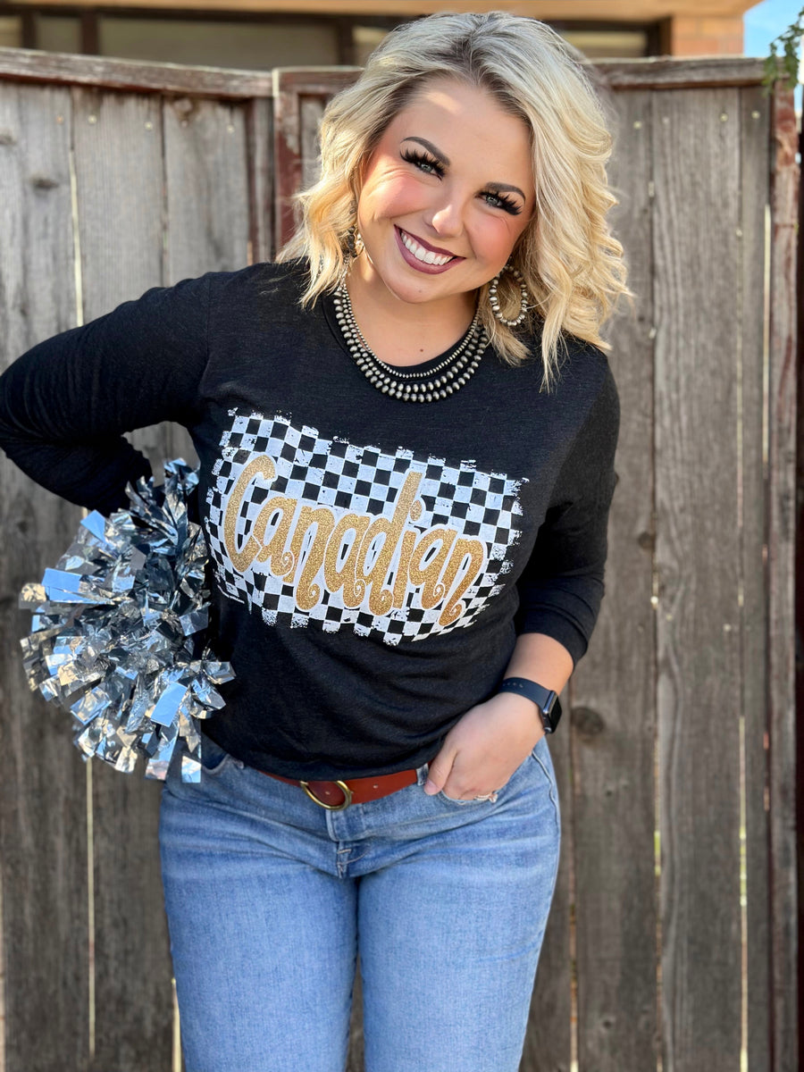 Checkered Mascot - Customizable Long Sleeve Tee or Sweatshirt – Texas True Threads