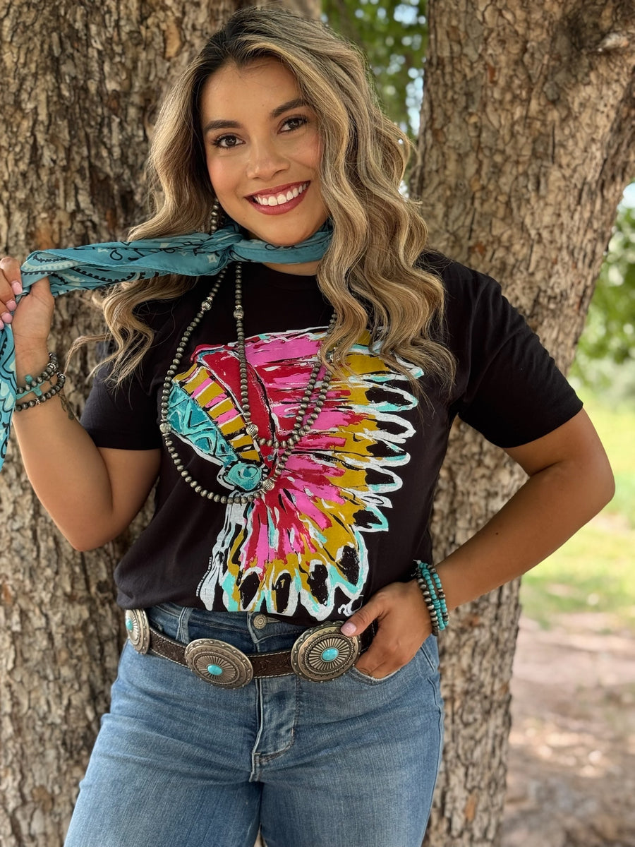Callie Ann Stelter Pink Headdress Tee – Texas True Threads