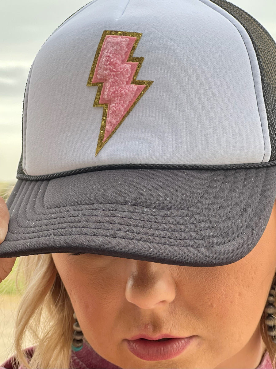 Chenille Lightening Bolt Trucker Cap – Texas True Threads